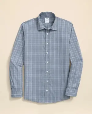 Brooks Brothers Performance Series Stretch Spread Collar, Glen Plaid Sport Shirt | | 2xl Navy