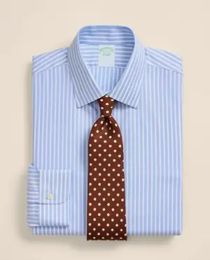 Brooks Brothers Explorer Collection Non-iron Twill Ainsley Collar, Bengal-stripe Dress Shirt - Hydrangea