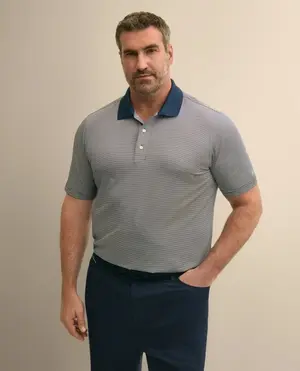 Brooks Brothers Performance Series Big & Tall Microstripe Polo Shirt - Navy