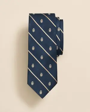 Brooks Brothers S Silk Sidewheeler Striped Tie - Navy