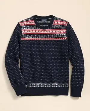 Brooks Brothers Merino-wool Blend Fair Isle Sweater - Navy