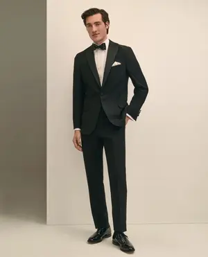 Brooks Brothers Explorer Collection Classic Fit Wool Tuxedo Pants - Black