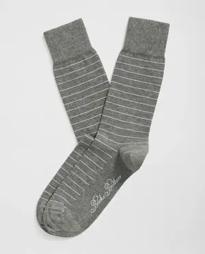 Brooks Brothers S Cotton Blend Striped Socks - Grey