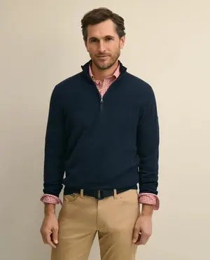 Brooks Brothers Supima Cotton Pique Quarter-zip Sweater - Navy