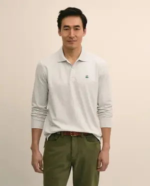 Brooks Brothers Golden Fleece Stretch Supima Long-sleeve Polo Shirt - Light Grey