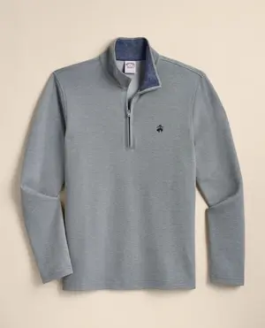 Brooks Brothers Cotton Blend Pique Quarter-zip Pullover - Grey