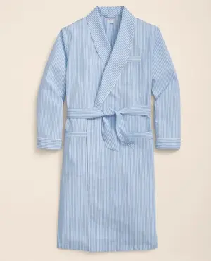 Brooks Brothers Cotton Broadcloth Bengal Striped Robe - Hydrangea
