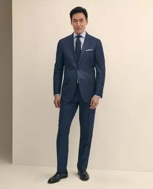 Brooks Brothers Traditional Fit Wool Pinstripe 1818 Suit - Navy