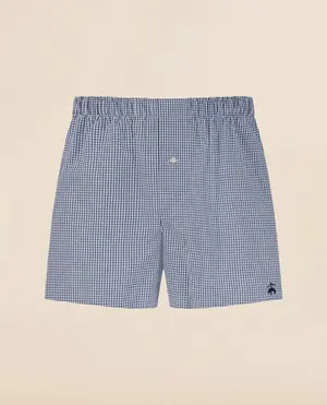 Brooks Brothers Slim Fit Cotton Broadcloth Check Boxers - Blue