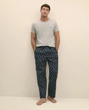 Brooks Brothers Cotton Broadcloth Frisbee Dog Lounge Pants - Navy