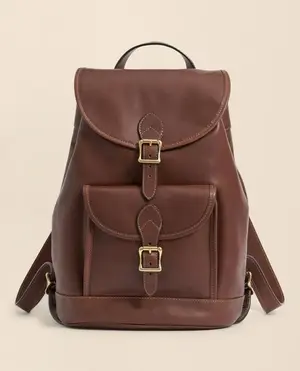 Brooks Brothers S Leather Drawstring Backpack - Brown
