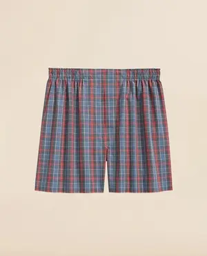 Brooks Brothers Cotton Broadcloth Tartan Boxers - Blue