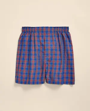 Brooks Brothers Cotton Broadcloth Tartan Boxers - Bright Blue