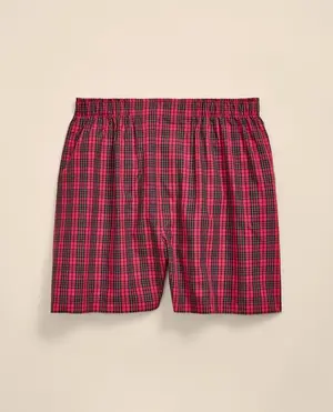Brooks Brothers Cotton Broadcloth Tartan Boxers Red
