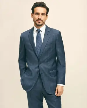 Brooks Brothers Traditional Fit Wool Windowpane 1818 Suit - Navy