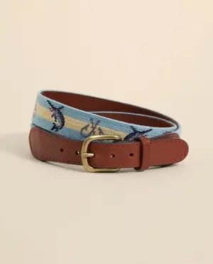 Brooks Brothers Smathers & Branson Needlepoint Marlin Belt - Multicolor