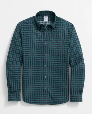 Brooks Brothers Friday Shirt, Poplin Foulard - Teal