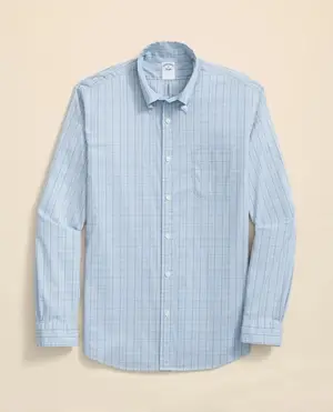 Brooks Brothers Performance Series Stretch Polo Button-down Collar, Glen Plaid Sport Shirt | | 2xl Hydrangea