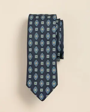 Brooks Brothers Linen-silk Foulard Tie - Navy