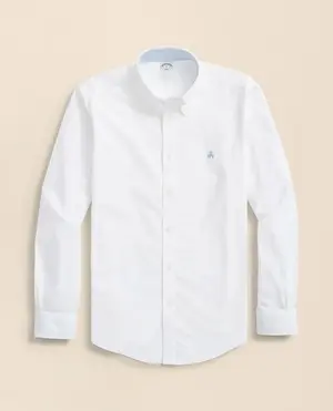 Brooks Brothers Stretch Non-iron Oxford Button-down Collar Sport Shirt - Ivory