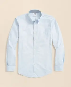 Brooks Brothers Stretch Non-iron Oxford Button-down Collar Sport Shirt - Light Blue