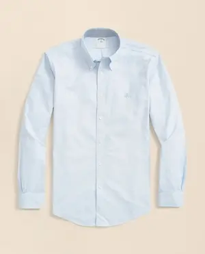Brooks Brothers Stretch Non-iron Oxford Button-down Collar Sport Shirt - Light Blue