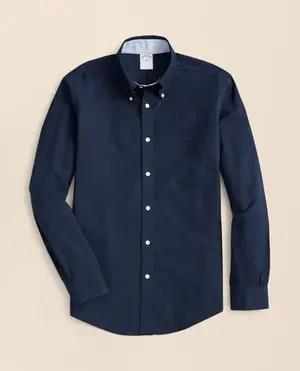 Brooks Brothers Stretch Non-iron Oxford Button-down Collar Sport Shirt - Navy