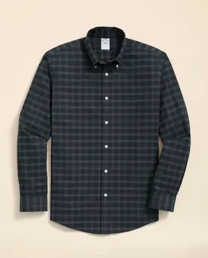 Brooks Brothers Stretch Non-iron Oxford Button-down Collar, Black Watch Shirt