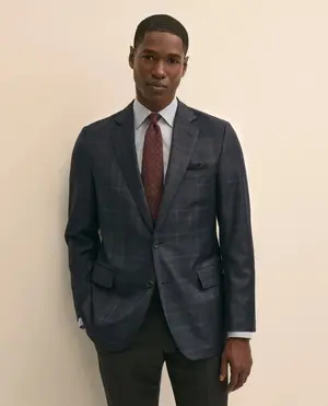Brooks Brothers Classic Fit Wool Check Sport Coat - Navy