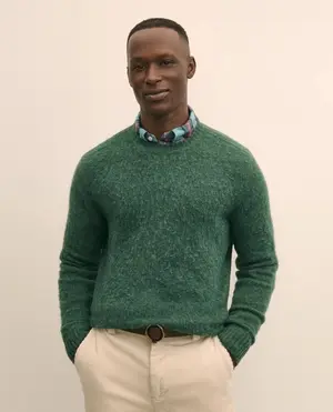 Brooks Brothers Brushed Wool Crewneck Sweater | | Medium - Green