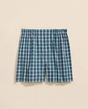 Brooks Brothers Cotton Broadcloth Plaid Boxers - Navy