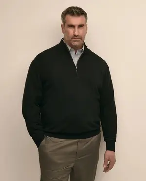 Brooks Brothers Big & Tall Ultimate Merino Wool Quarter-zip Sweater - Black