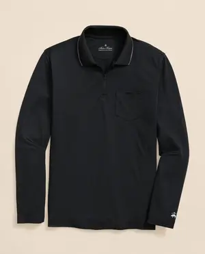 Brooks Brothers Performance Series Long-sleeve Zip-neck Polo Shirt - Black