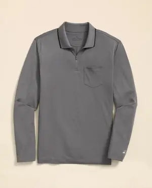 Brooks Brothers Performance Series Long-sleeve Zip-neck Polo Shirt - Grey
