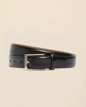 Brooks Brothers Silver Buckle Leather Dress Belt - Black