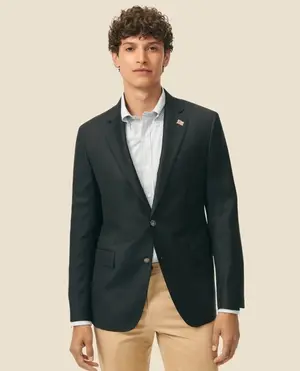Brooks Brothers Classic Fit Stretch Saxxon Wool 1818 Blazer - Navy