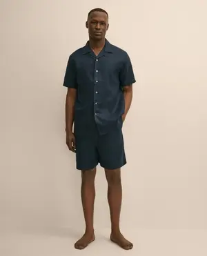 Brooks Brothers Linen Short Pajamas - Navy