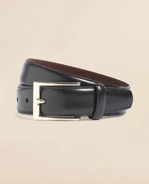 Brooks Brothers Gold Buckle Leather Dress Belt - Black