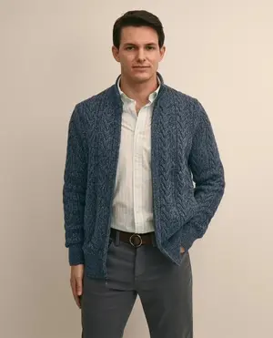 Brooks Brothers Supima Cotton Full-zip Cable Sweater