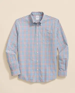 Brooks Brothers Friday Shirt, Poplin Tartan - Hydrangea
