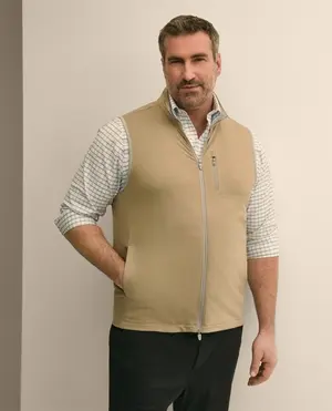 Brooks Brothers Performance Series Full-zip Vest - Tan