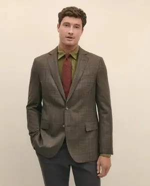 Brooks Brothers Classic Fit Wool Plaid Sport Coat - Brown