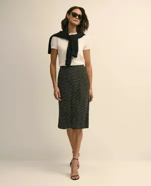 Brooks Brothers Dot-print Slip Skirt - Black