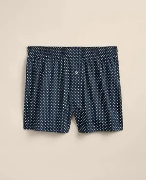 Brooks Brothers Slim Fit Cotton Broadcloth Dot Boxers - Navy