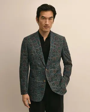 Brooks Brothers Classic Fit Cotton Medallion Mosaic Sport Coat - Blue