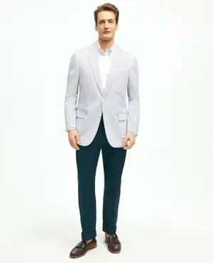 Brooks Brothers Classic Fit Stretch Cotton Seersucker Sport Coat - Blue