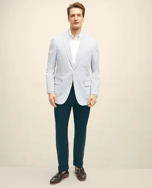 Brooks Brothers Classic Fit Stretch Cotton Seersucker Sport Coat - Blue
