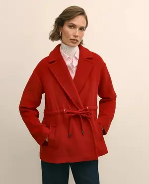 Brooks Brothers Wool Double-faced Drawstring Waist Coat - Red