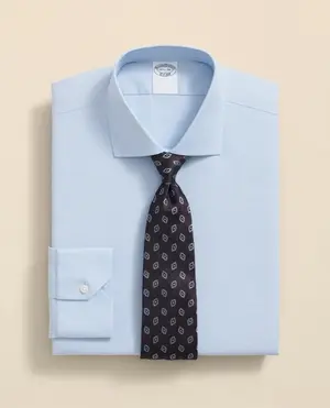Brooks Brothers Stretch Supima Cotton Non-iron English Spread Collar Herringbone Dress Shirt - Hydrangea