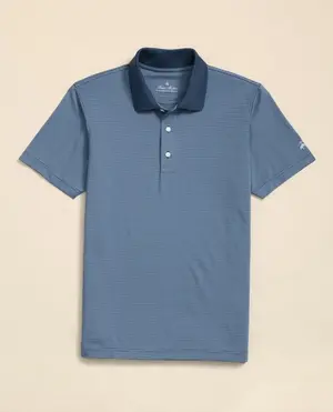 Brooks Brothers Performance Series Micro Stripe Jersey Polo Shirt - Blue/navy